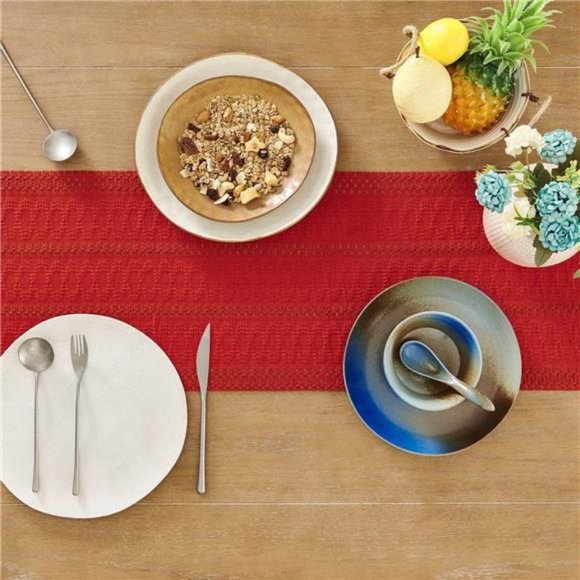 Dining | Red Boho Table Runner Farmhouse Decor Macrame Bohemian Cottage ...